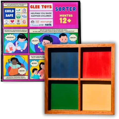 Glee Natural Toys - Primary Color Wooden Sorting Tray with 4 ...