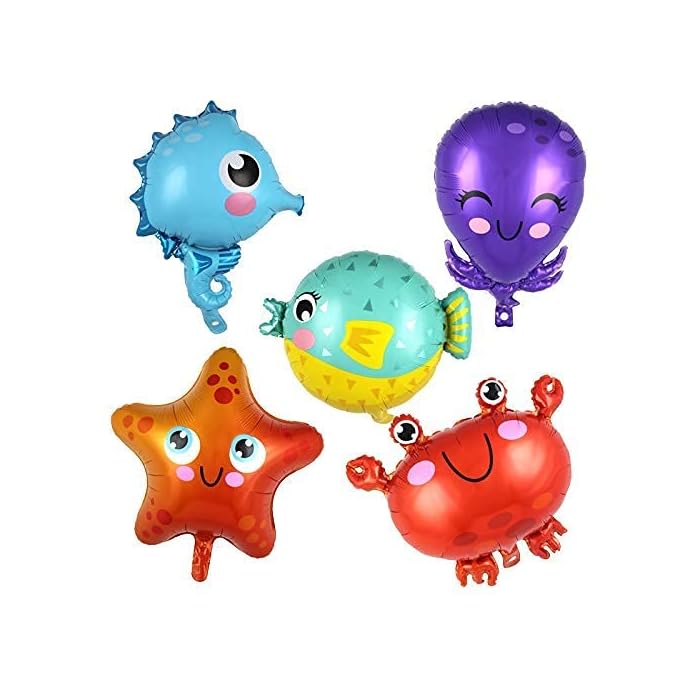 Buy 5 Pcs Foil Balloons Ocean Animals Balloons Sea Horse Starfish ...