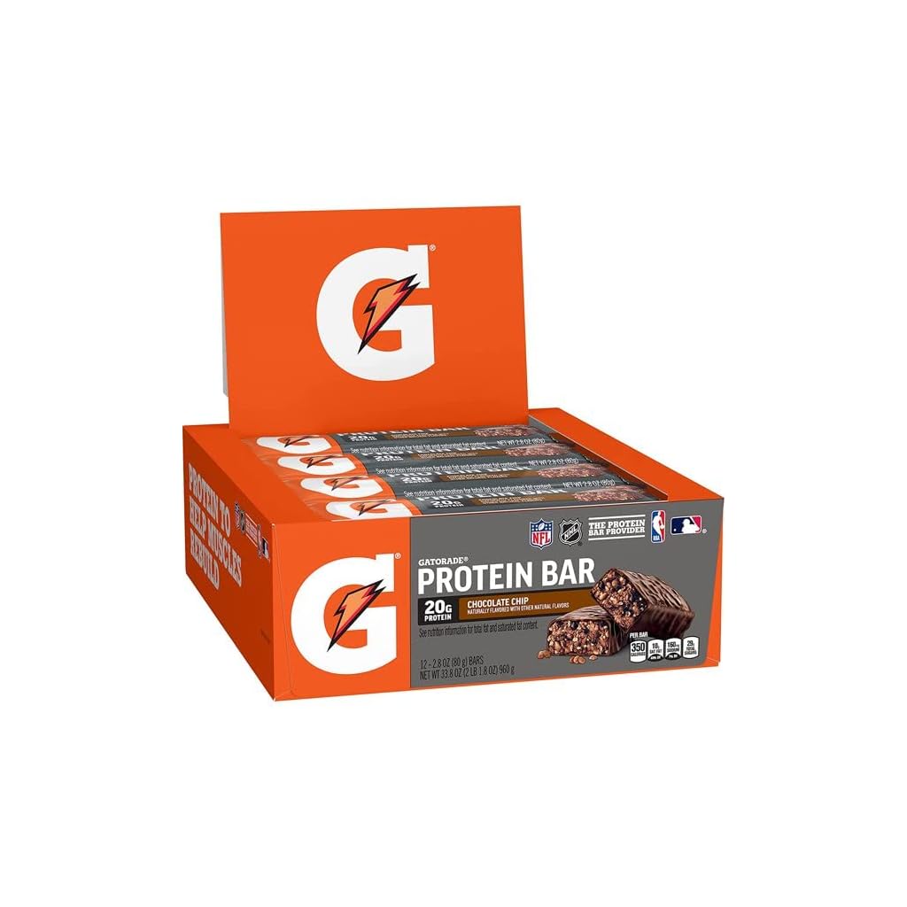 Gatorade Whey Protein Recover Bars Chocolate Chip 2.8oz (12 Pack ...