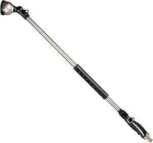 RESTMO Watering Wand Heavy Duty, 92cm Metal Spray Lance | 180° Adjustable Ratcheting Head | 10 ...