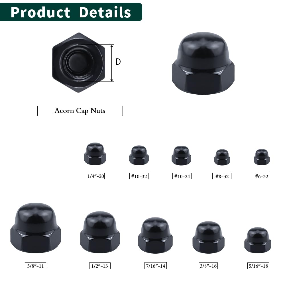 Snapklik.com : 1/4"-20 Hex Head Acorn Cap Nuts, 304 Stainless Steel 18 ...