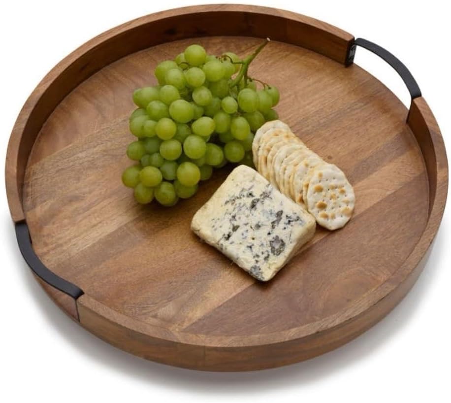 Craft Mshopr Medium Rustic Round Wooden Serving Tray 10x10x2 Inches ...