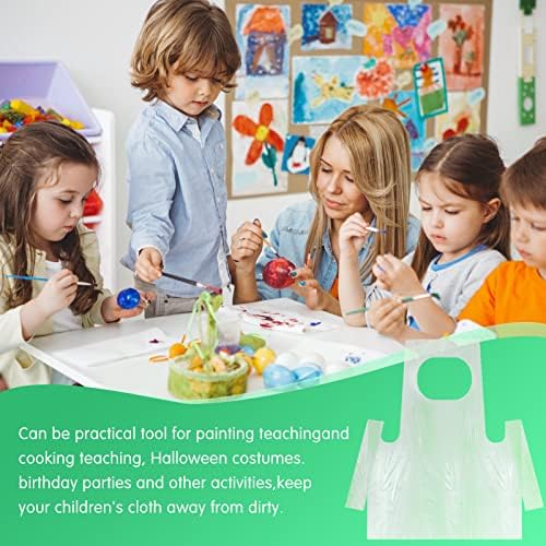 Amazon.com: Bazen 100 Pieces Disposable Aprons for Kids Plastic Aprons ...