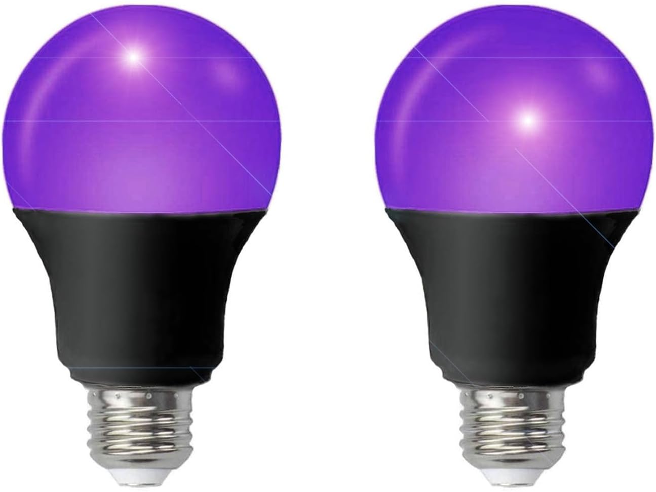Black Light Bulbs, A19 60Watt Equivalent E26 Base LED Blacklight, UVA ...