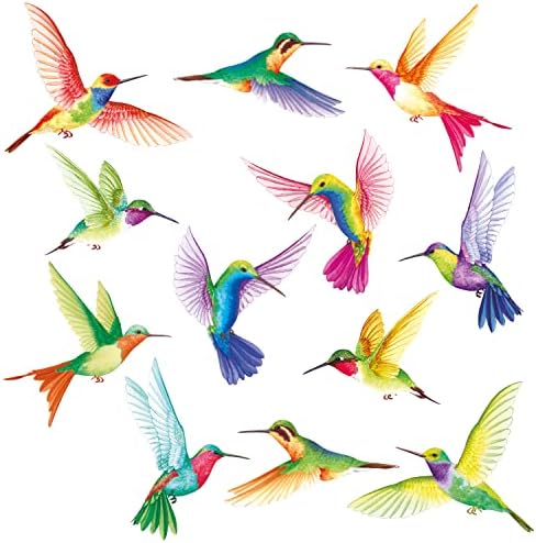 ufengke Flowers Wall Stickers Hummingbird Removable Wall Art Decals ...