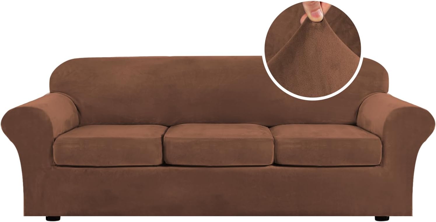 Amazon.com: H.VERSAILTEX Velvet 4 Piece High Stretch Sofa Slipcover ...