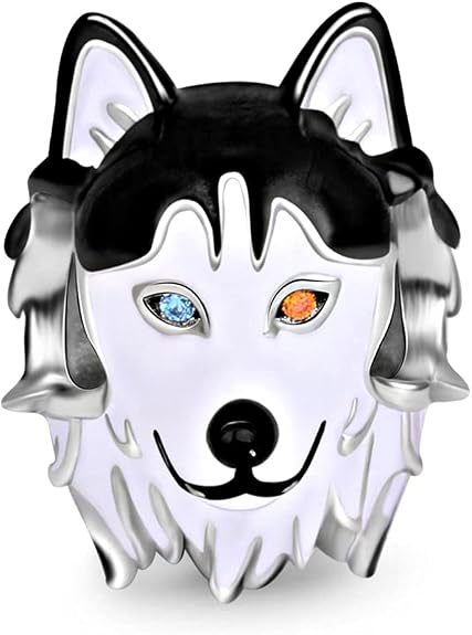 GNOCE 925 Argent Sterling Hétérochromie Husky Dog Charm perle Chien ...