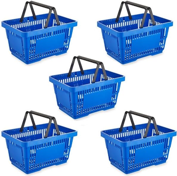 Retail Shop SUPERMARKETS 5 Tier Stacking Metal Baskets (BLUE 5 X BASKET ...