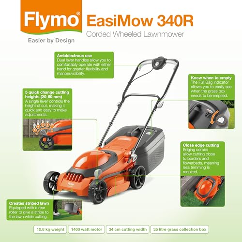 Flymo EasiMow 340R Review (300R 380R) - Corded Electric Lawn Mower ...