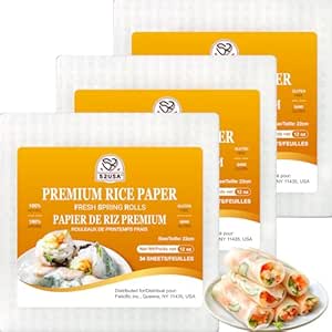Amazon.com : 52USA Square Rice Paper, 3 Pack, White Rice Paper Wrappers, Fresh Spring Roll ...