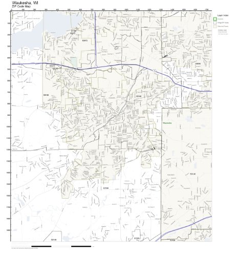 ZIP Code Wall Map of Waukesha, WI ZIP Code Map Not Laminated: Amazon ...