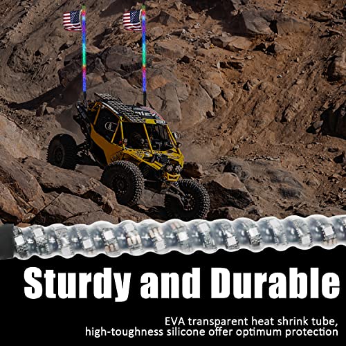 Snapklik.com : 2pcs 4FT LED Whip Lights For UTV ATV 360 Spiral RGB LED ...