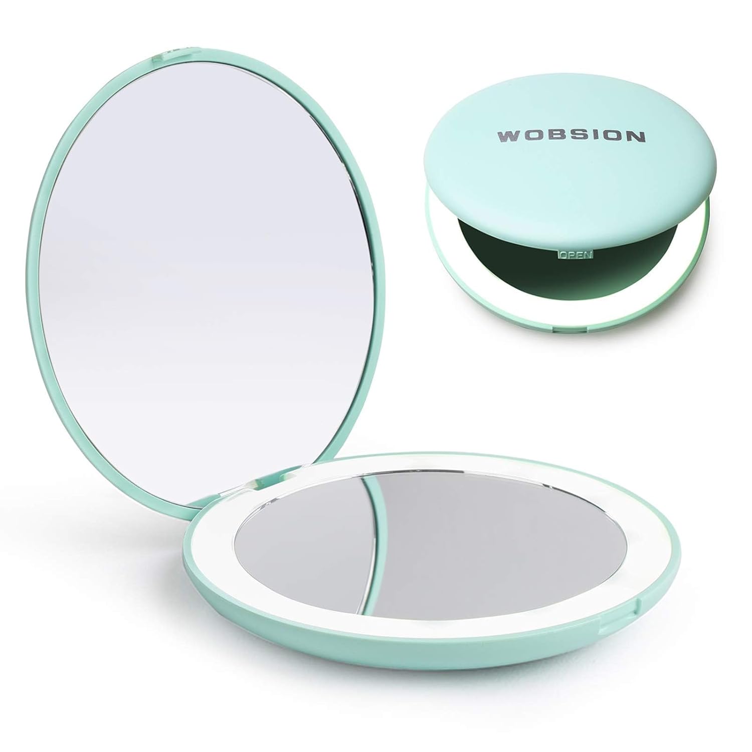 Amazon.com: WOBSION LED Lighted Travel Makeup Mirror, 1x/10x ...