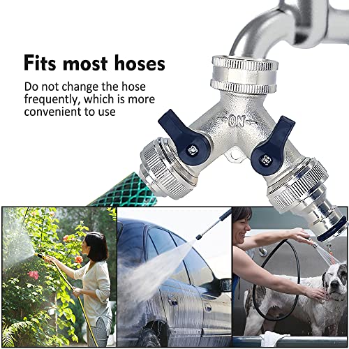 Ousinby Garden Tap Splitter, 2 Way Hose Splitter Double Brass Tap with ...