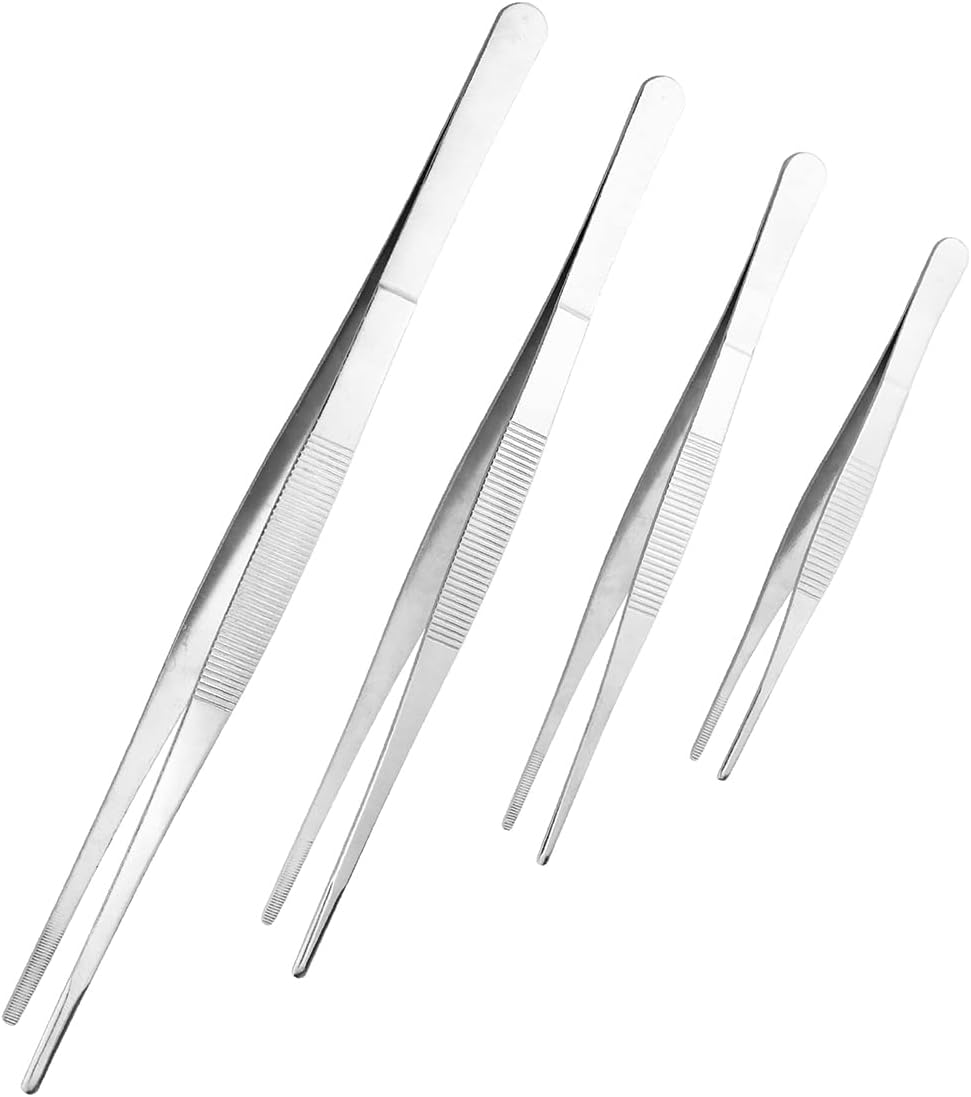Amazon.com: Stainless Steel Long Tweezer Tongs Kitchen Tweezer with ...