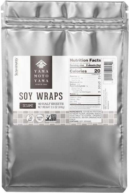 Amazon.com : Yamamotoyama Sushi Party Soy Wrapper, Sesame, 20 Count, 3. ...