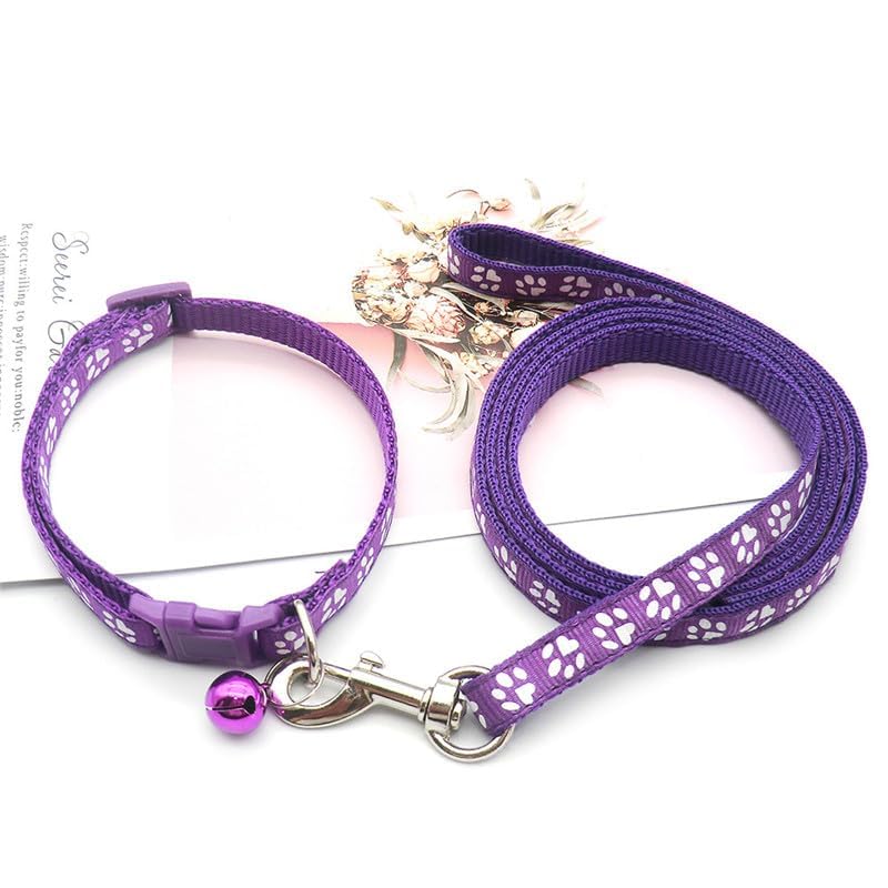 DRK Shopmart Cute Dog Paw Print Pet Traction Rope Puppy Collar Set ...
