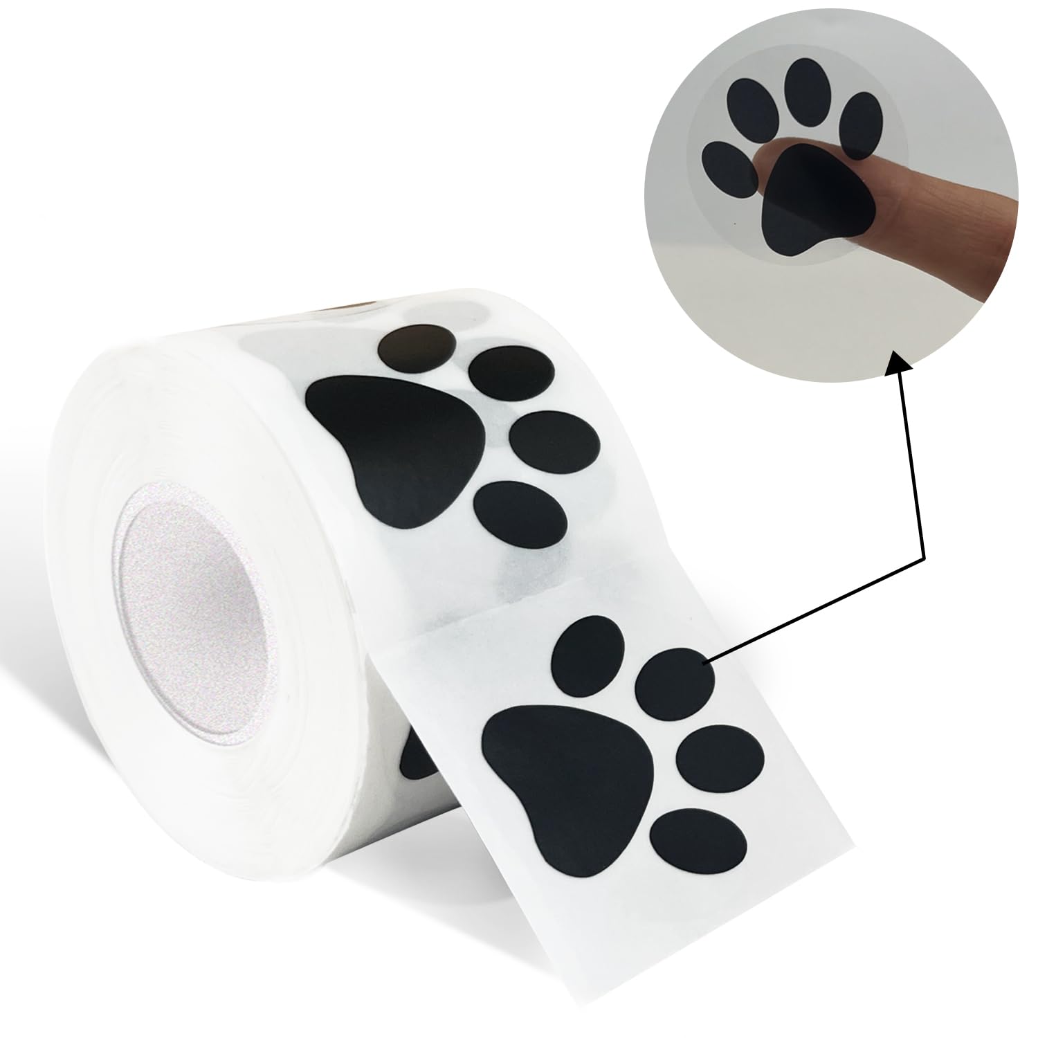 Yeachlaing 1.5" Clear Round Bear Paw Print Stickers Dog Puppy Paw ...