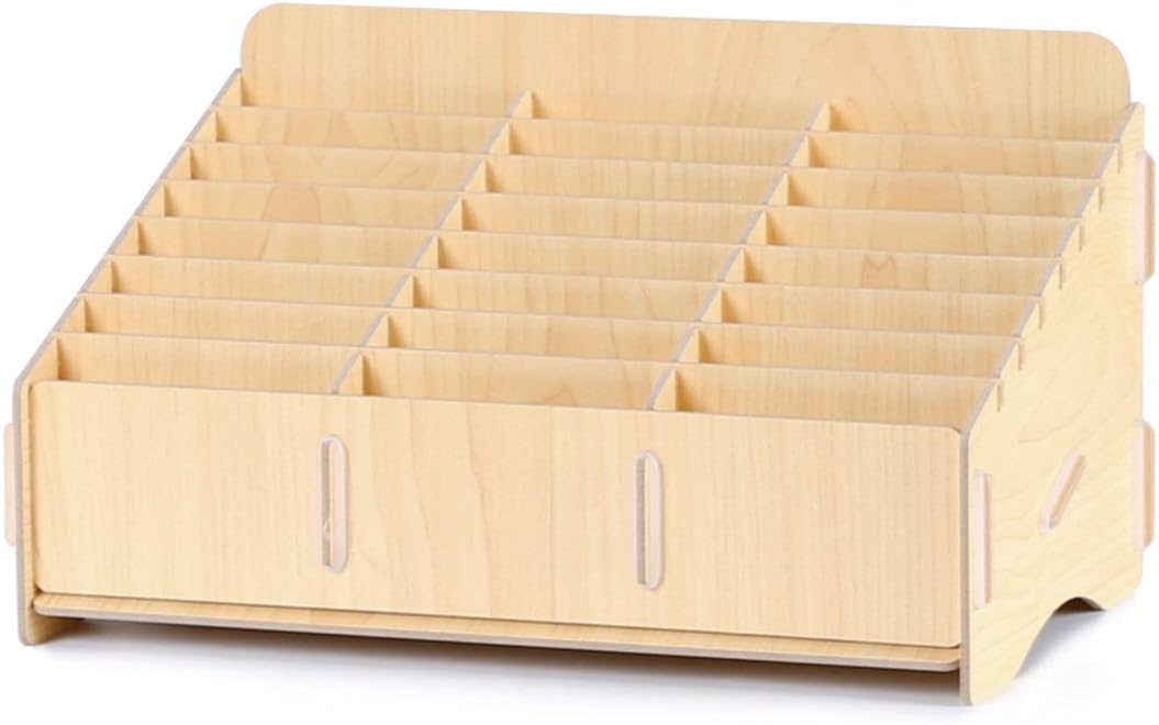 24 Cells Wooden Mobile Phone Organizer Storage Box Desktop Office ...