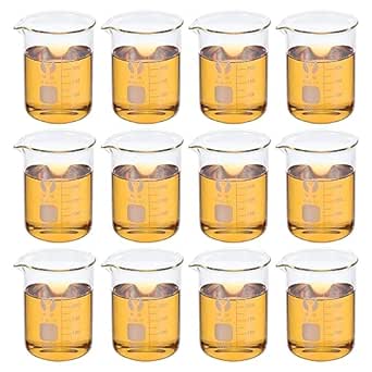 Amazon.com: PATIKIL 250ml Low Form Glass Beaker, 12 Pack 3.3 Borosilicate Glass Graduated ...