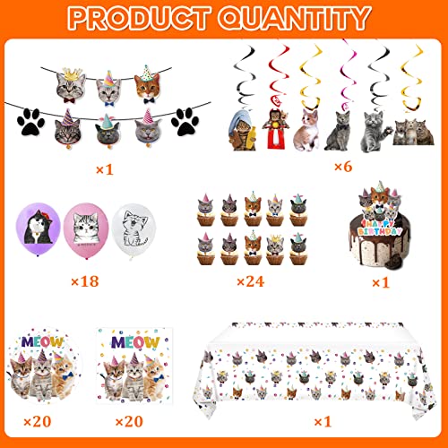 Snapklik.com : 96Pcs Cat Birthday Party Supplies, Kitten Birthday ...