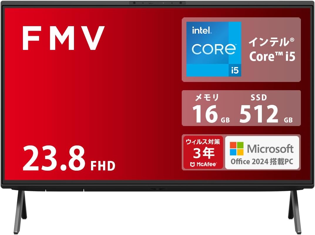 Amazon.co.jp: 富士通 デスクトップパソコン 日本製 FMV Desktop F WF1-K1 (MS Office 2024/Win 11/23.8型/Core i5/16GB ...