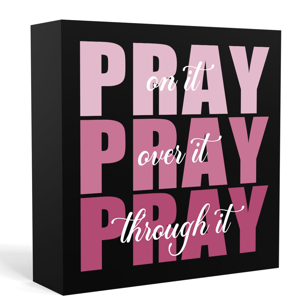 Amazon.com: Pray on it Pray over it Pray through it Wooden Box Sign ...