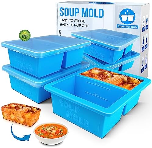 Kinggrand Kitchen 2-Cup Silicone Freezer Tray with Lid 4 Pack Square ...