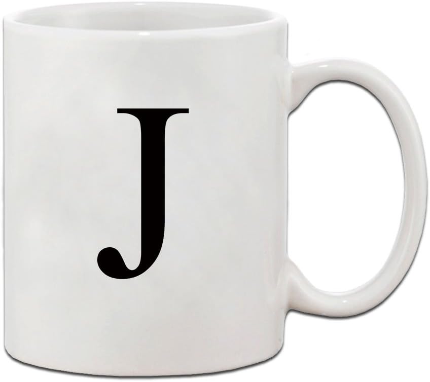 Amazon.com: J Initial Monogram Personalized Letter J Ceramic Mug Coffe ...