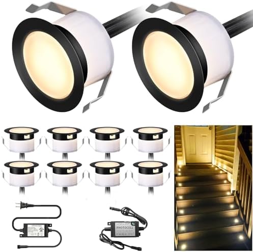 LED Deck Lights with Photocell Sensor, 10 Pack 1.22" Warm White ...