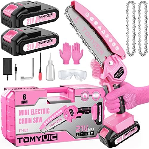 Amazon.com: Mini Chainsaw 6-Inch Battery Powered - Pink Cordless ...