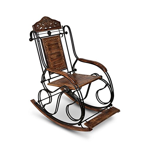 Handykraft Iron And Wood Rocking Chair : Amazon.in: Home & Kitchen