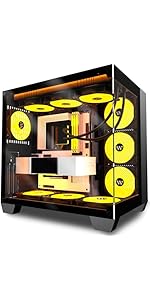 ANSAITE ATX PC Case 9×120 mm ARGB PWM Fans Pre-installed ，Mid-Tower ...