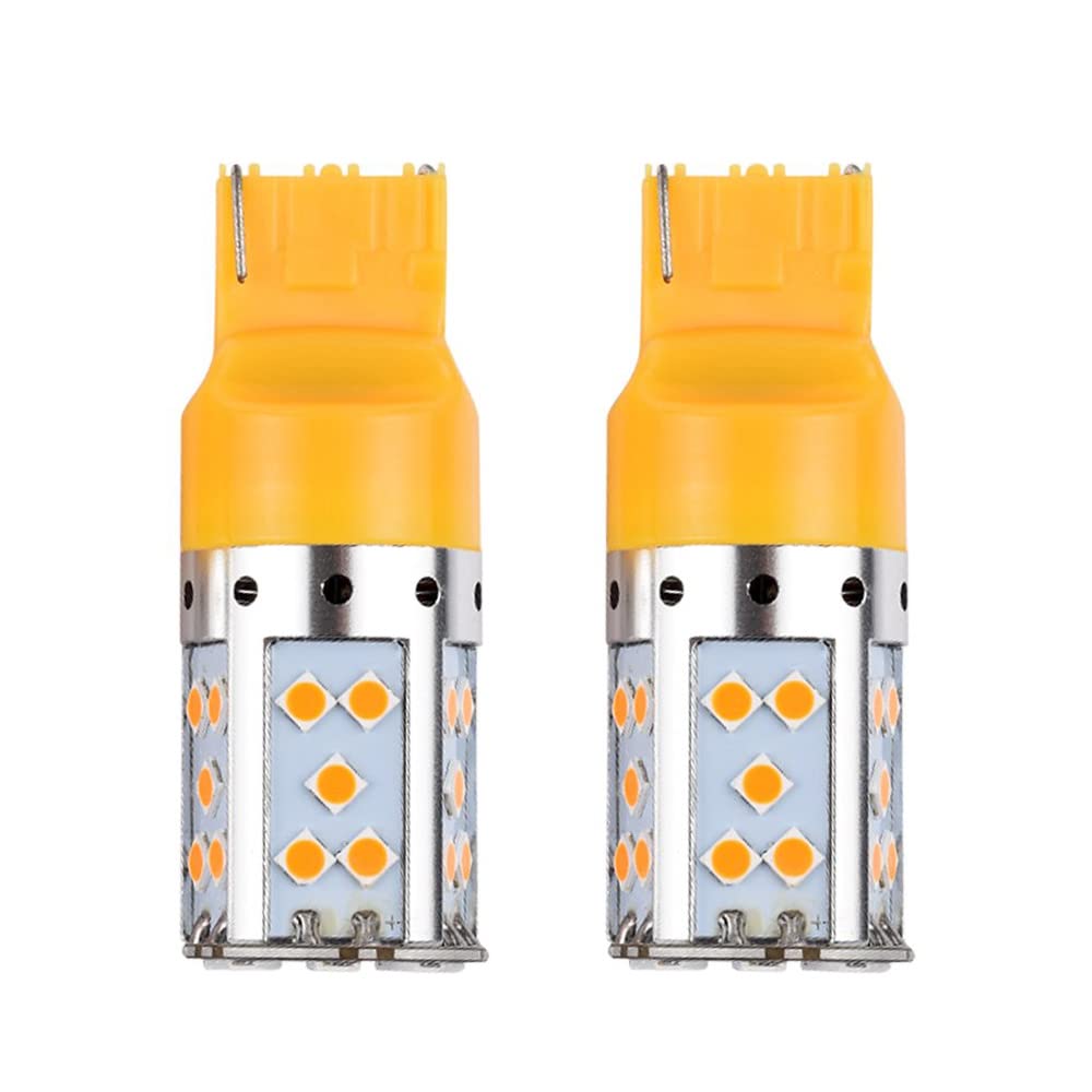 T20 7440 W21W WY21W LED Bulb No Anti Hyper Flash Amber Yellow Front ...