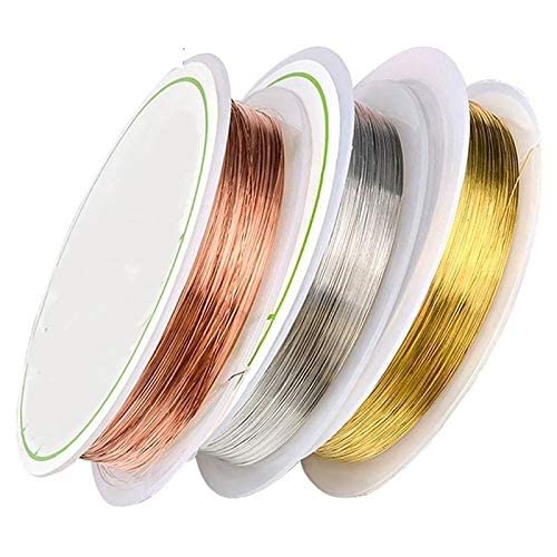 DEZIINE 3Pcs Crafts 0.4MM Silver,Copper and Gold Wire Craft Beads Rope ...