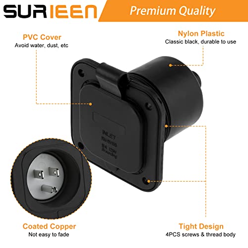 Snapklik.com : 15 Amp Flanged Inlet, 125V NEMA 5-15P Shore Power Inlet ...