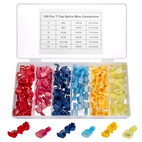 wugongshan T Tap Electrical Connectors, 120 Pcs Wire Quick Splice ...