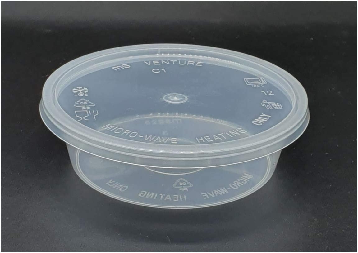 25 x Large Round Food Grade Plastic Storage Containers with Lids - 8oz ...