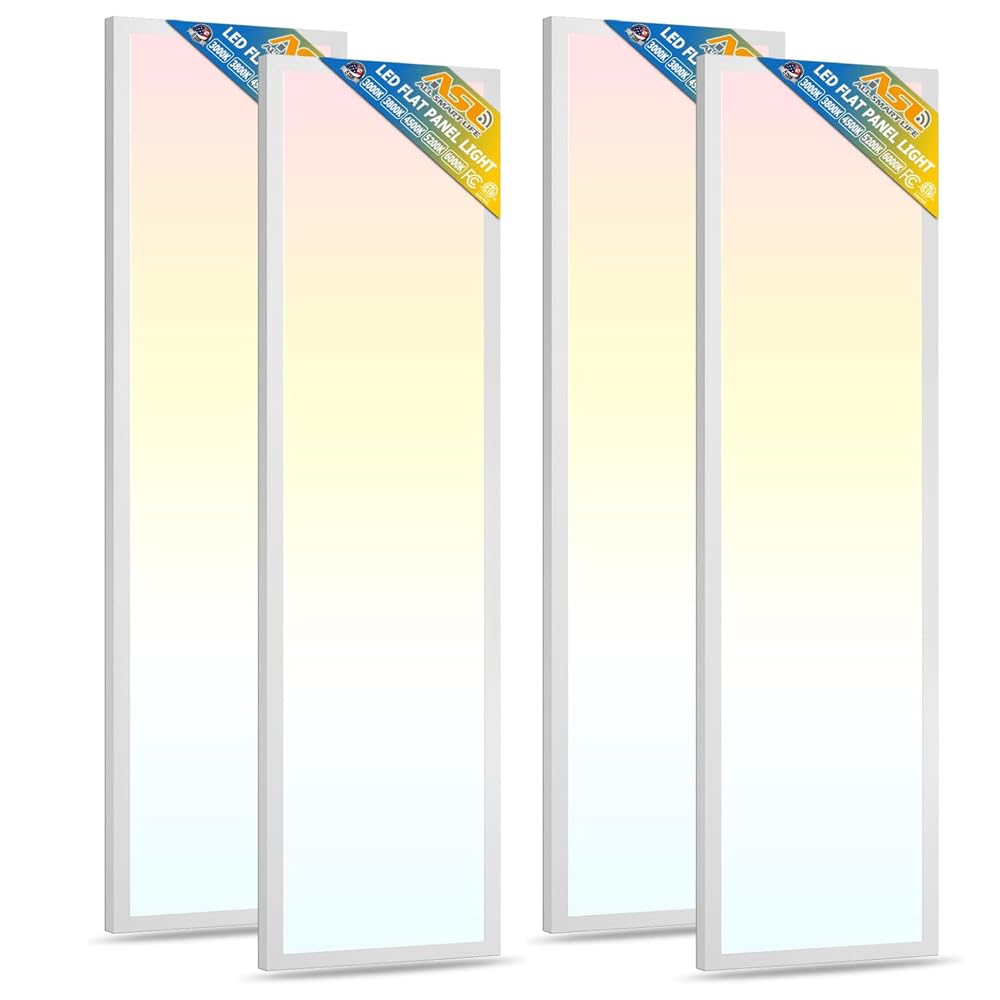 Allsmartlife 4-Pack 1x4FT LED Flat Panel Light Surface Mount, 24W/30W ...