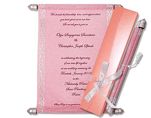 Indian Scroll Wedding Invitations (25 pcs) (Pink) : Amazon.in: Office ...