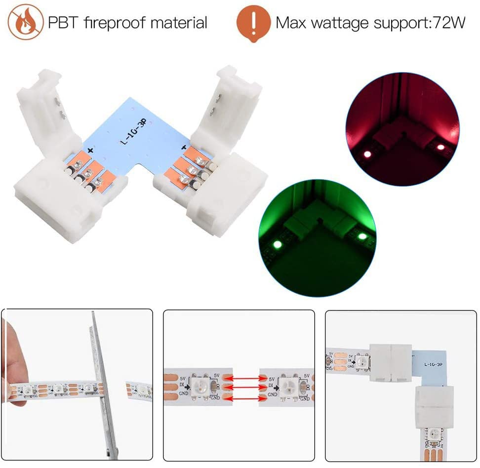 10pcs 3pin 10mm Wide Double Ended 15cm Long Cable led with solderless ...