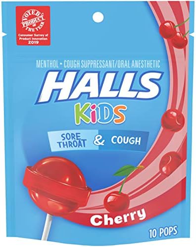 Amazon.com: HALLS KIDS Cherry Cough and Sore Throat Pops, 10 Pops ...