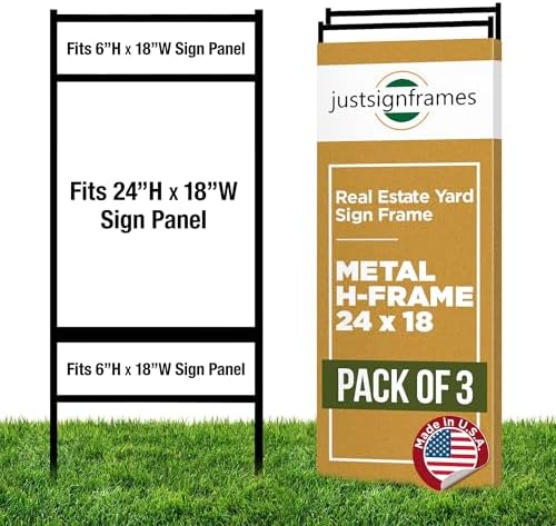 Amazon.com: Generic Real Estate Yard Sign Metal H-Frame, 24 x 24 Slide ...