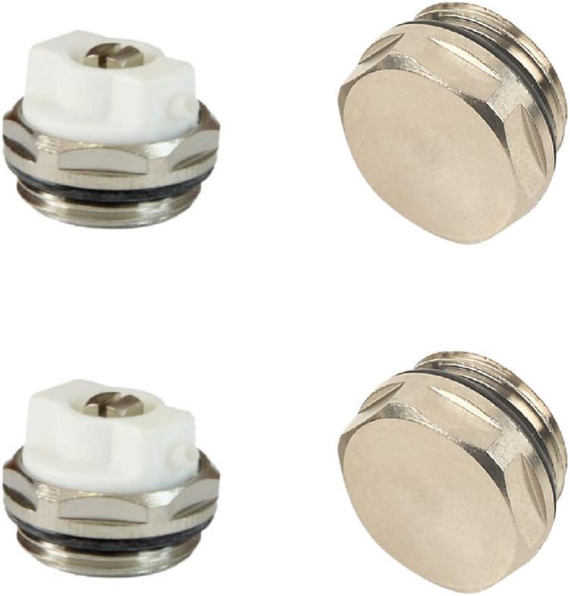 x2 Air Bleeder & Blank Cap Set Manual Radiator AIR Vent Bleed Plug ...