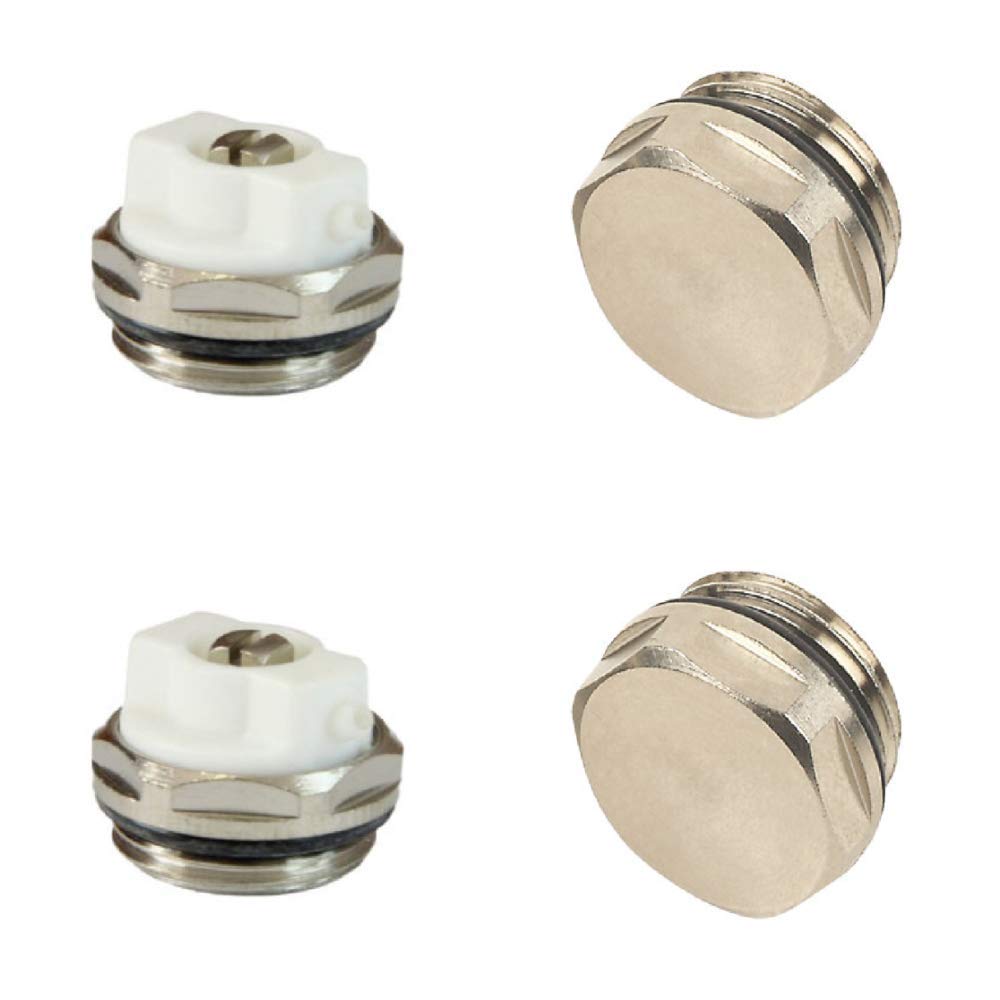 x2 Air Bleeder & Blank Cap Set Manual Radiator AIR Vent Bleed Plug ...