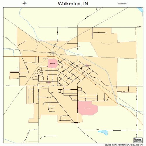 Amazon.com: Large Street & Road Map of Walkerton, Indiana IN - Printed ...