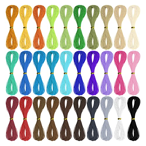 30 Color 1mm Waxed Cord Waxed Threads Wax Polyester String Round ...