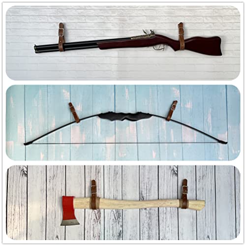 Snapklik.com : DeYoungArbeit Leather Hanging Straps Gun Rack Wall Mount ...