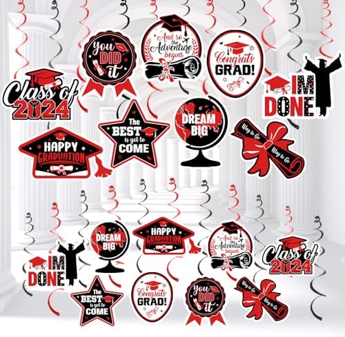 Amazon.com: 18Pcs Red and Black Graduation Decorations Graduation ...