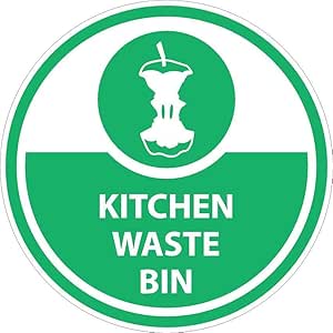 Kitchen waste bin, recycling sign - Self adhesive sticker (50mm x 50mm ...